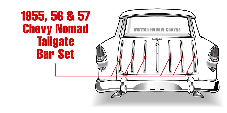 55-57 Chevrolet Nomad Tailgate Bar Set 1955 1956 1957 | Trim Parts ...
