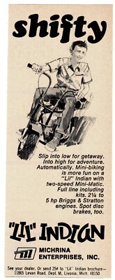 1969 MICHRINA Lil Indian Mini-Bike Livonia Michigan Vintage Print Ad 2 ...