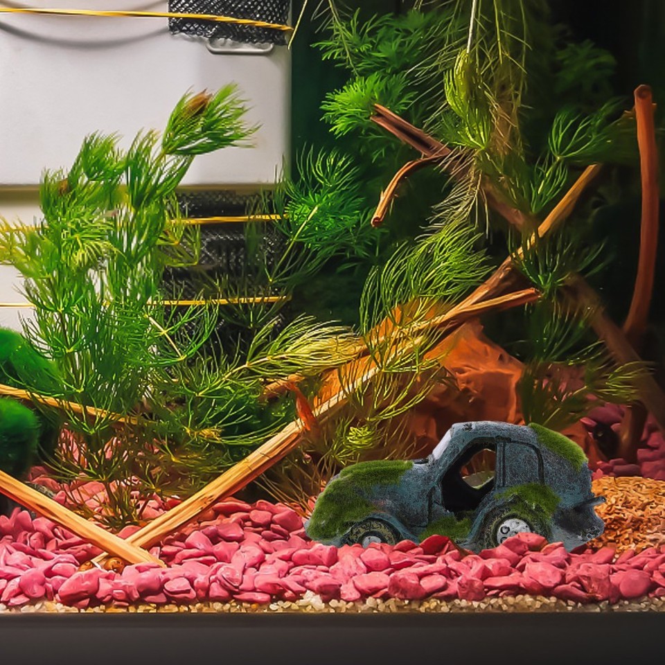 Fish Tank Decoration Flocking Resin Handicraft Ornament Aquarium ...