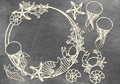 Jellyfish frame chipboard elements for crafts cardmaking scrapbooking ...