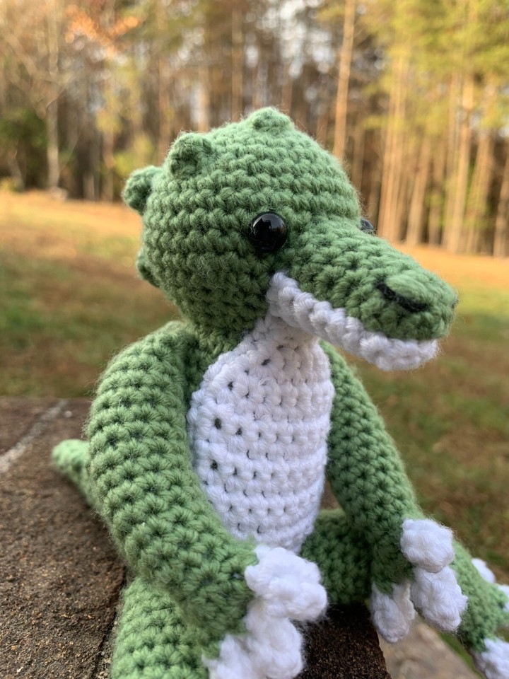 Kash the Green Crocodile Crochet Mini Plushie Stuffed Toy| 4.5" Sitting ...
