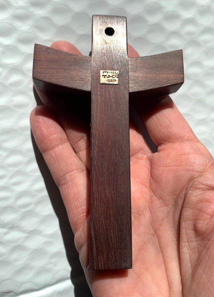 Vtg Sterling Silver Crucifix Rose Wood Cross Modernist INRI Taxco | eBay