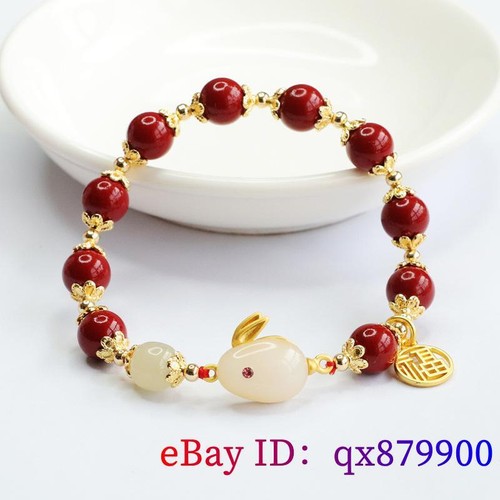 Cinnabar Rabbit Bracelet 925 Silver Bead Jewelry Hetian Jade Luxury ...