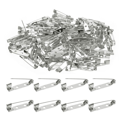 120 Pcs Safety Bar Pin 25mm Silver Brooch Clasp Pins with Hole for DIY ...