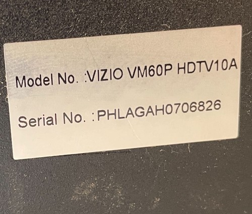 Vizio VM60P HDTV10A 65” Dark Grey TV WORKS!! has Remote! LOCAL PICKUP ...