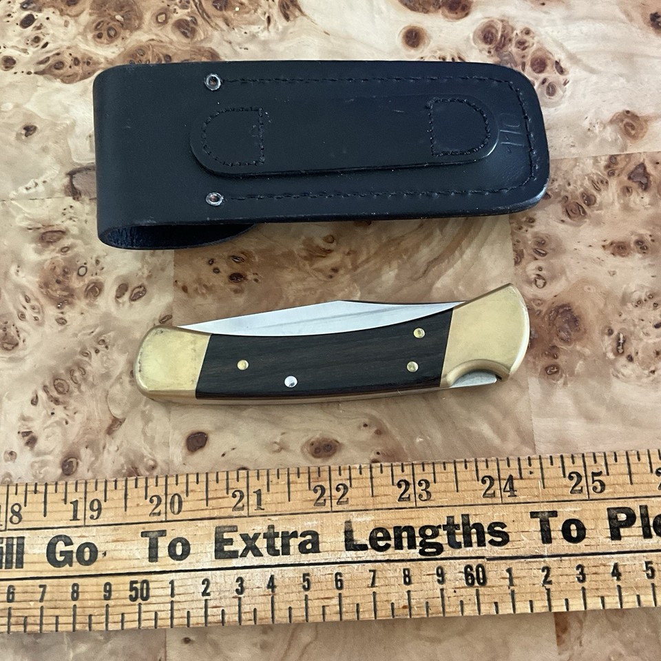 Buck 110 USA Folding Hunter Knife 2017 DATE STAMP w Leather Sheath | eBay