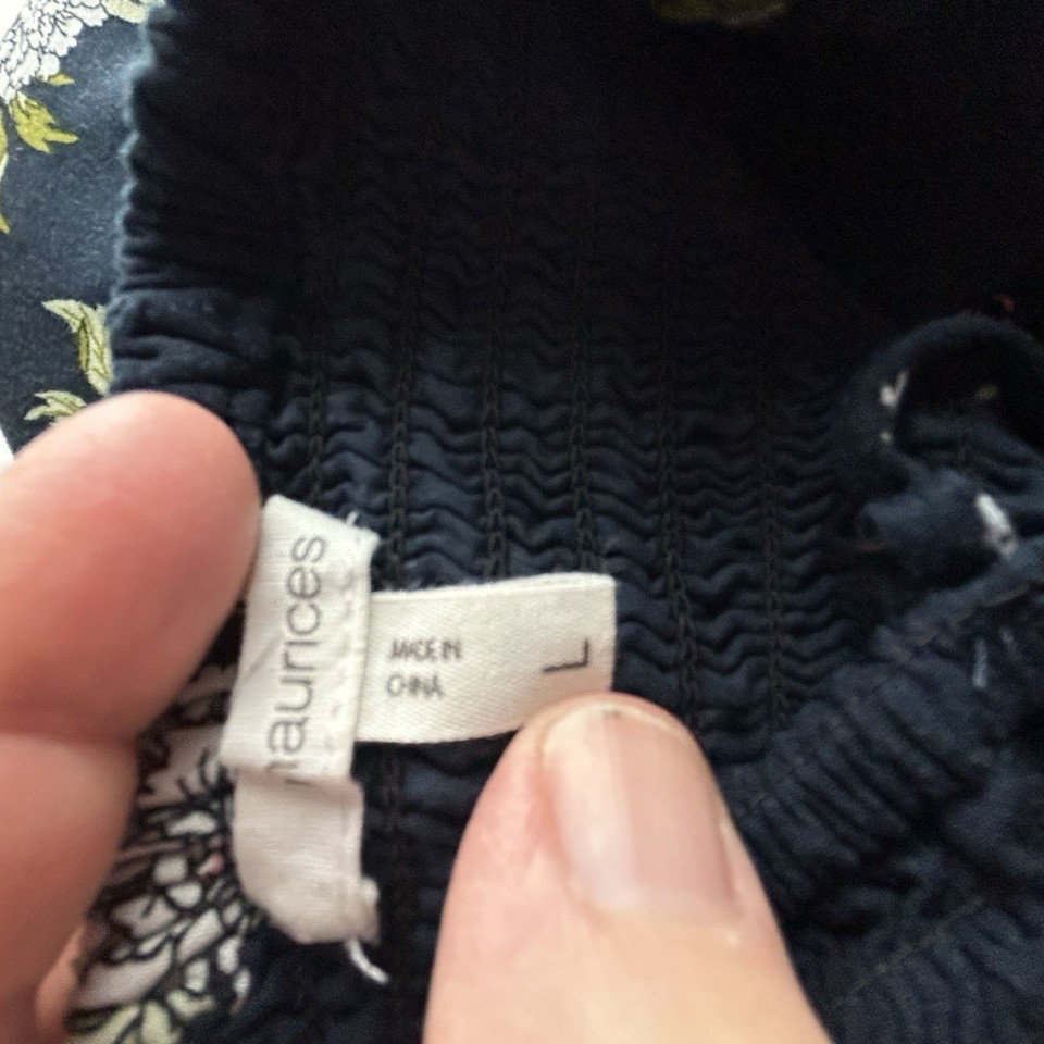 Maurices Large Floral Maxi Dress Navy Smocked Back Boho Vacation | eBay