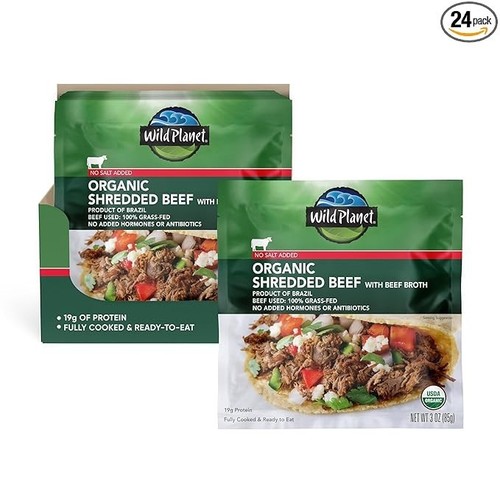 LOT OF 5 BOXES Wild Planet Beef w/ Broth No Salt Added 24 3oz Packets ...