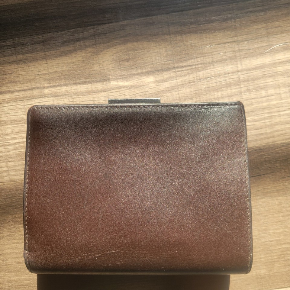 COACH Vintage Mahogany Leather Trifold Wallet Kiss Lock Clasp Coin ...