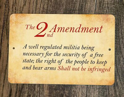 Second 2nd Amendment USA Right to Bear Arms Constitution 8x12 Metal ...