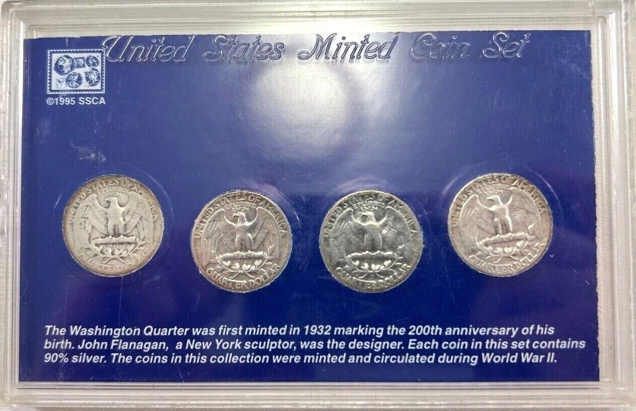World War II Silver Quarter Set - Set of 4 Quarters RARE 1942-1943-1944 ...