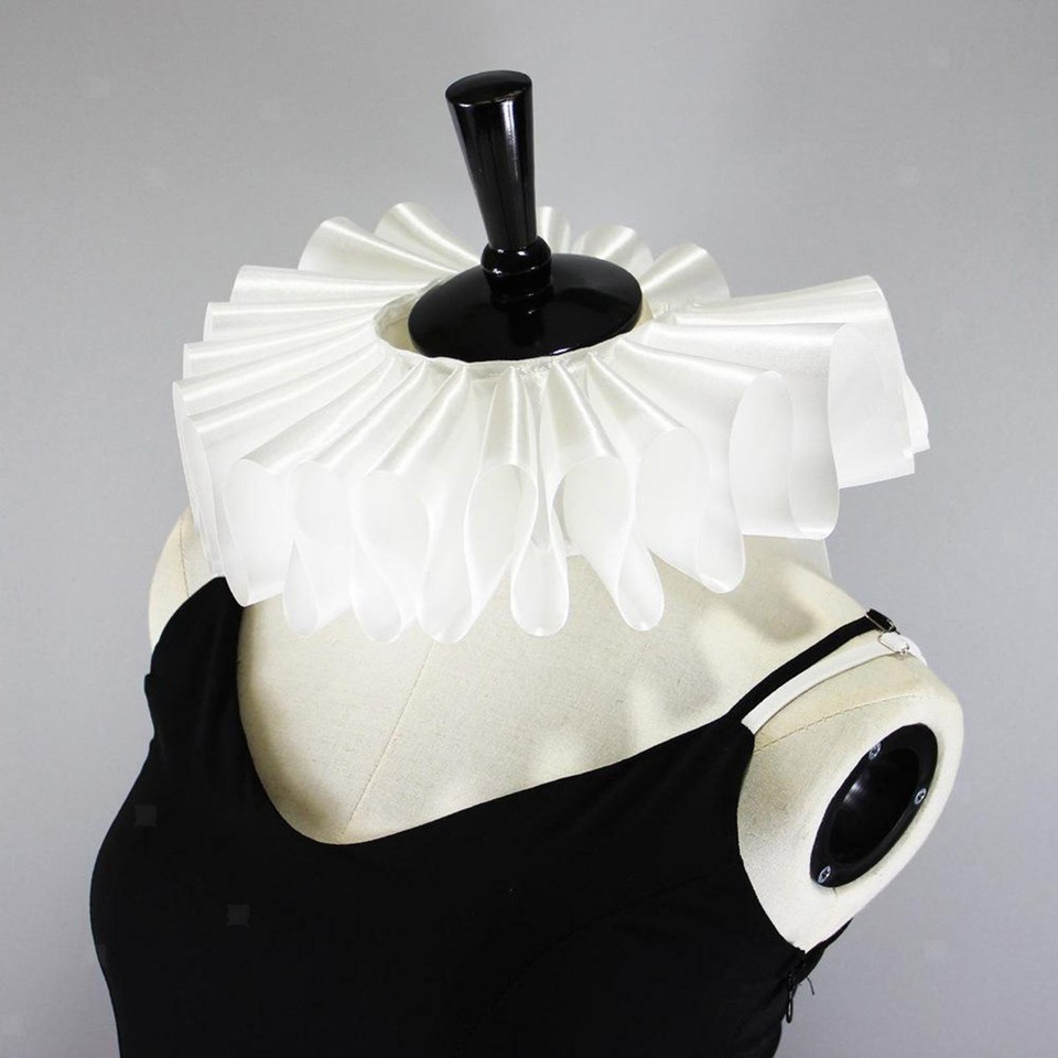 Renaissance Elizabethan Ruffled Neck Collar Clown Choker White | eBay UK