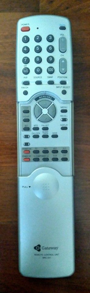 Gateway Viewsonic Plasma TV Remote Control BRC-241 w/ Pull Down Panel ...