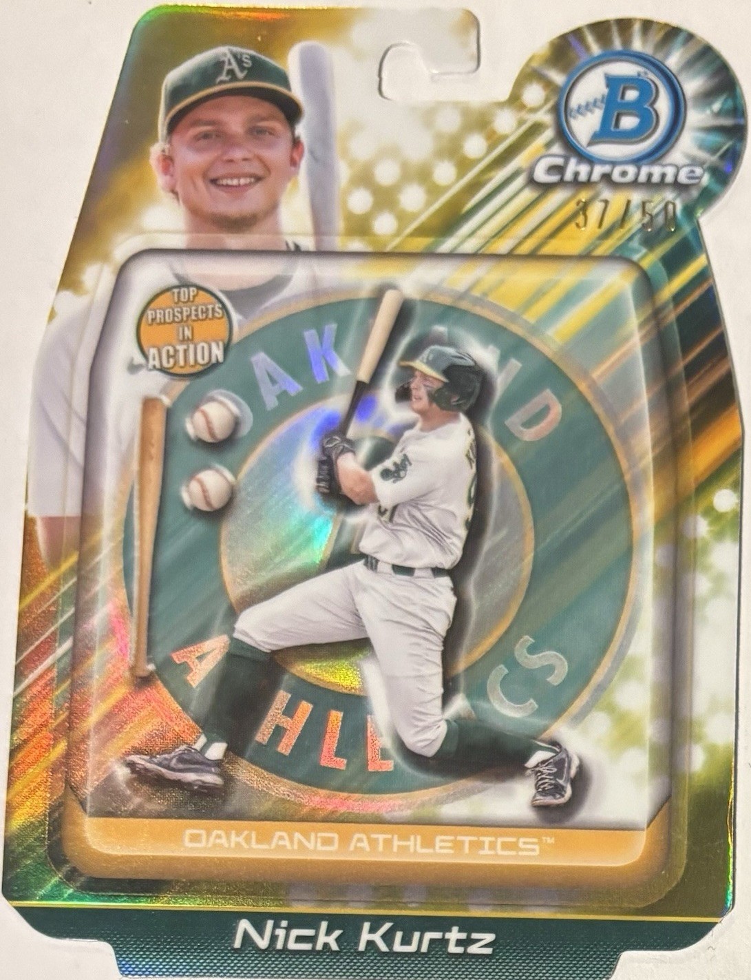 2024 Bowman Draft - Bowman in Action Nick Kurtz #BIA-3 Gold Refractor ...