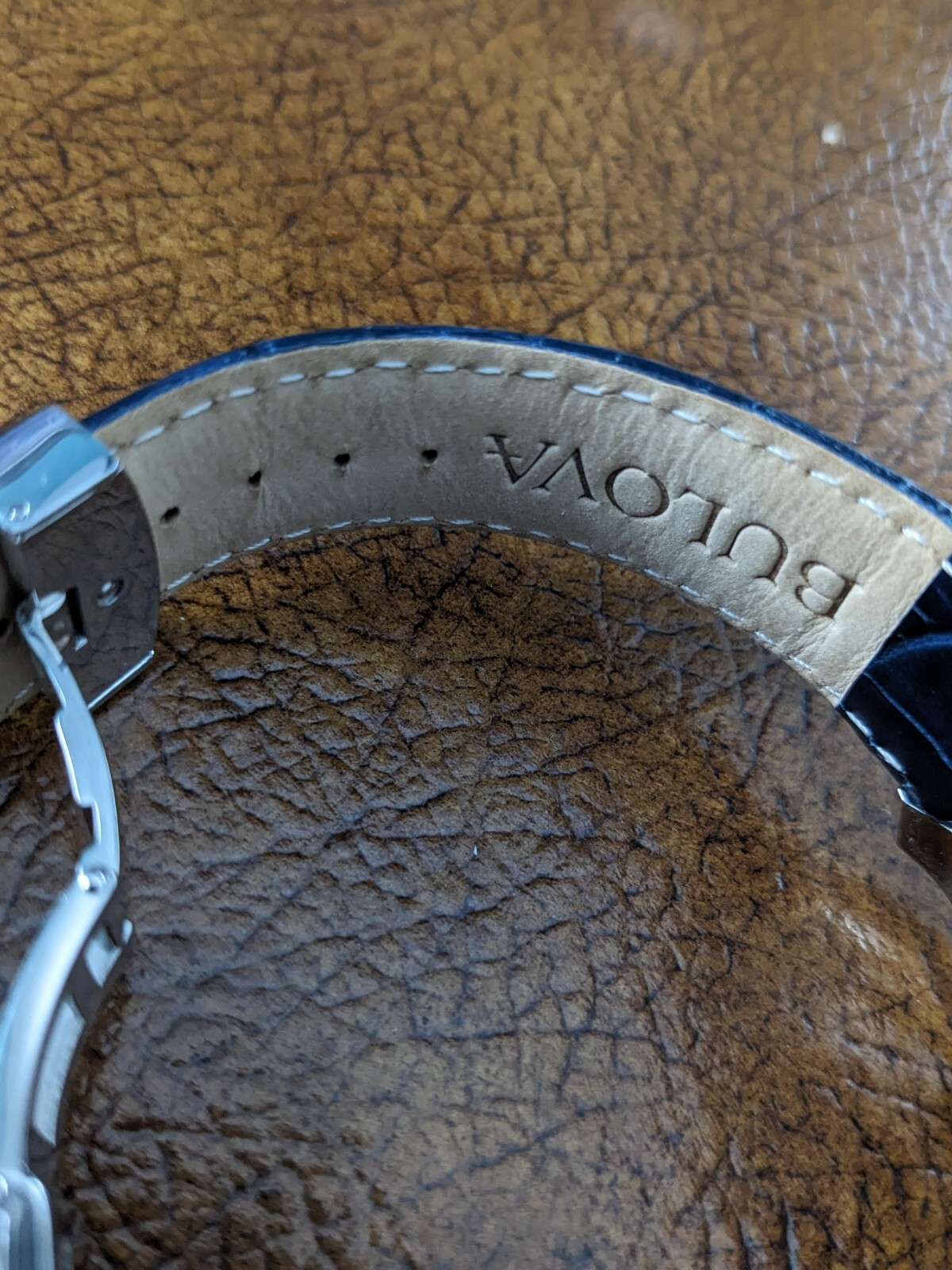 Bulova 96A206 Wilton Men's 42mm Automatic Blue Leather Strap Silver ...