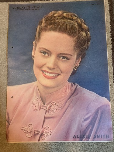 ALEXIS SMITH original color portrait SUNDAY NEWS 4/7/46 Old Hollywood ...