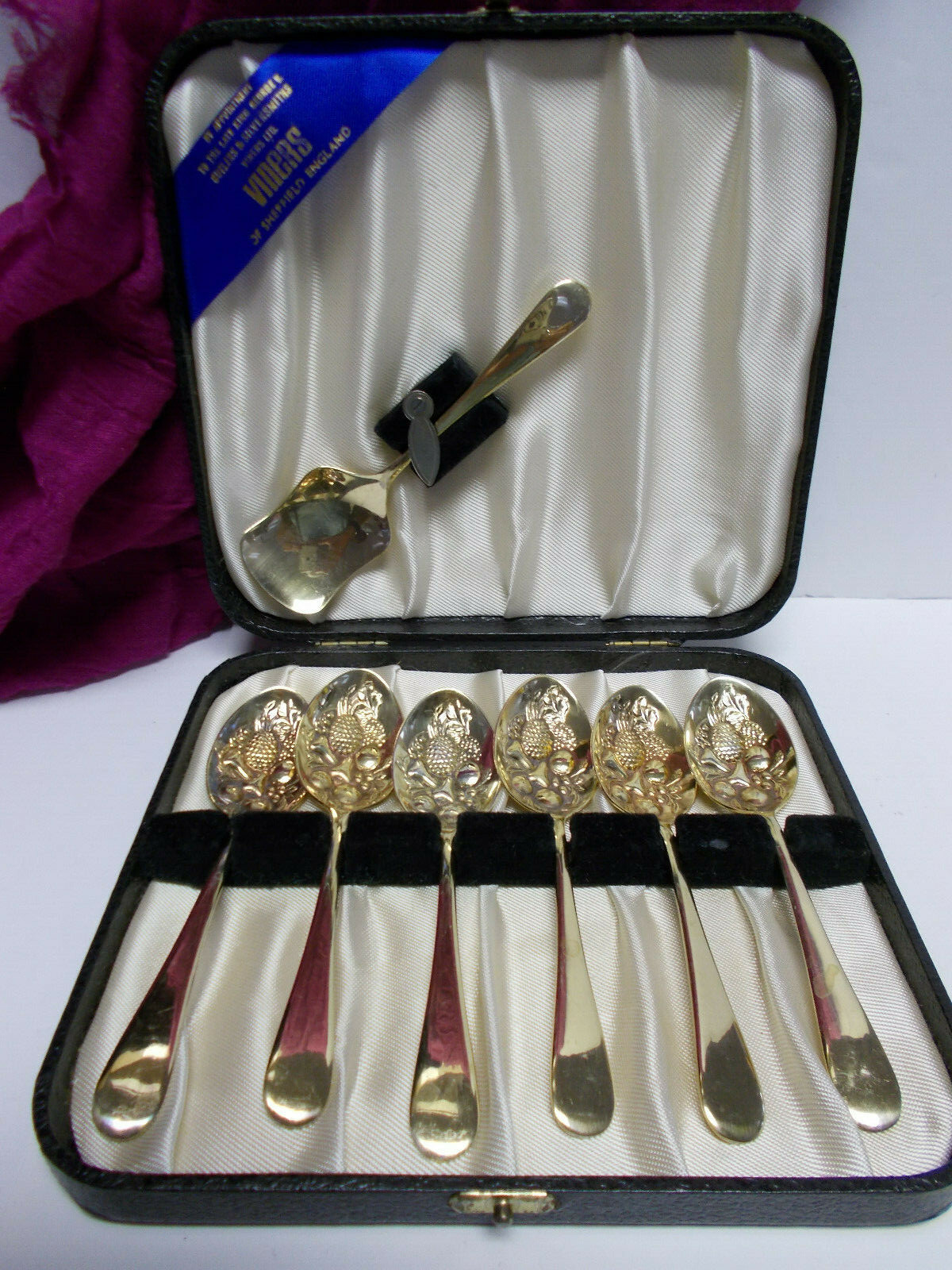Vintage Viners of Sheffield England Silver Plated 6 Spoon + Server ...