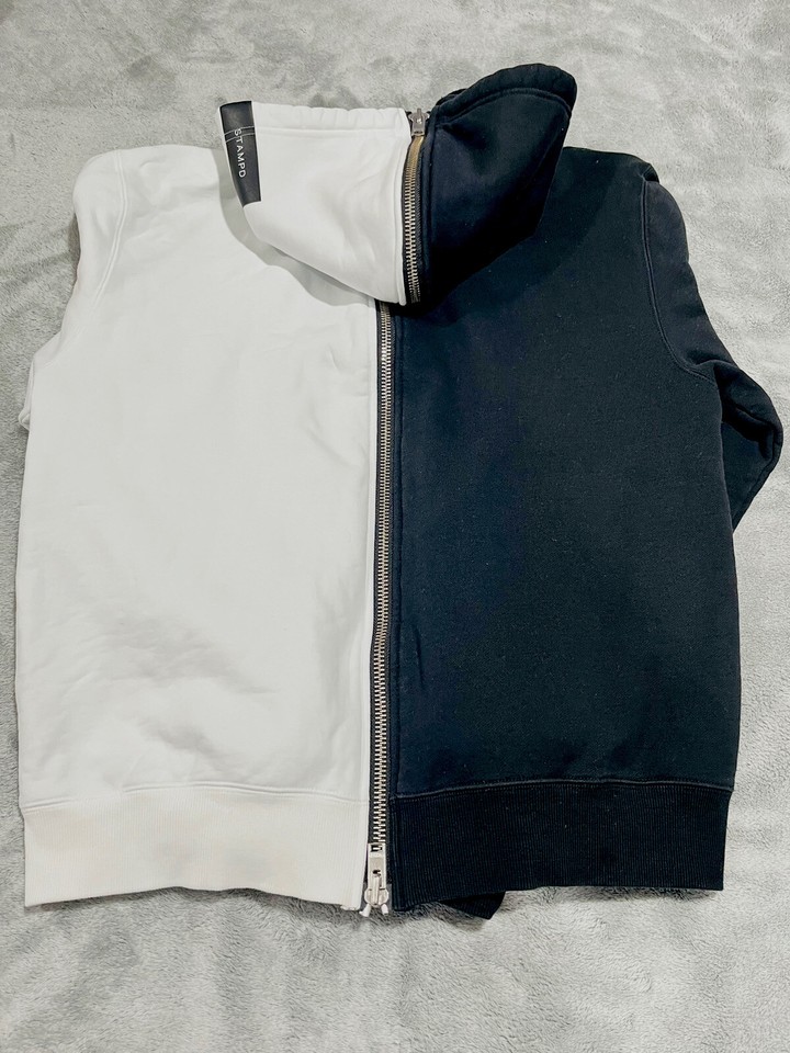 STAMPD Full Zip Two Tone Black White Split Hoodie | eBay