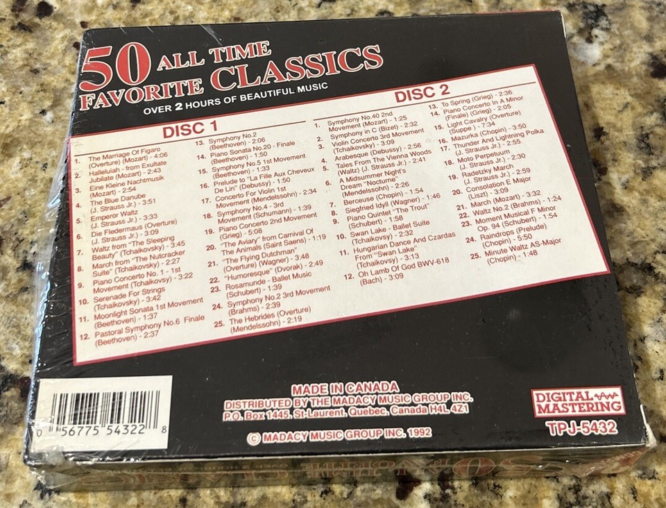 50 All Time Favorite Classics (Box Set) (CD, Sep-1994, 2 Discs, Madacy ...
