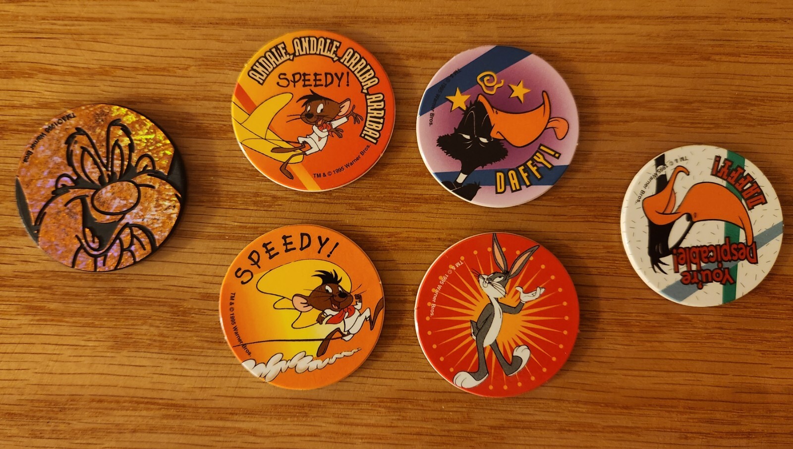 1995 Vintage Looney Tunes POGs Lot of 5 +Yosemite Sam Slammer 90's ...