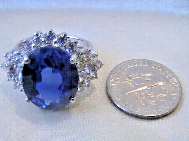 Estate ROYALTY GEMS Midnight Blue Ceylon Lab Sapphire 8.90 CT. Ring 925 ...