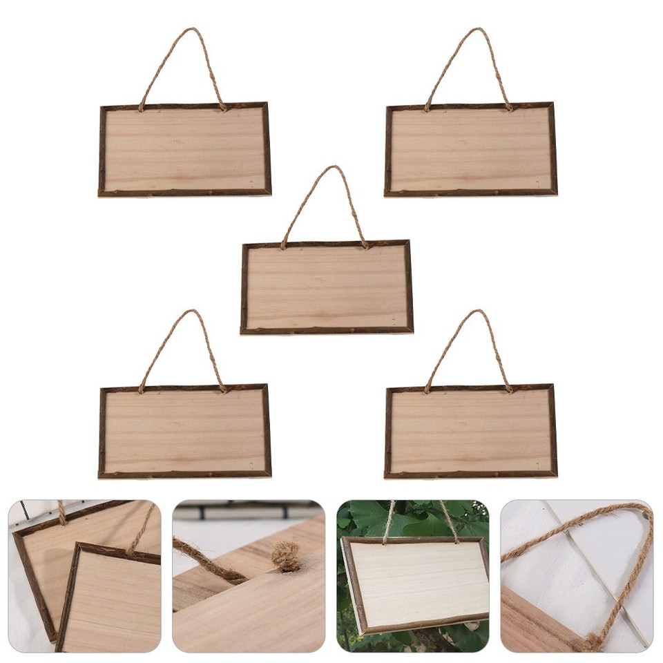 5 Pcs Unfinished Wood Plaque Sign Blank Signs for Crafts Board DIY ...