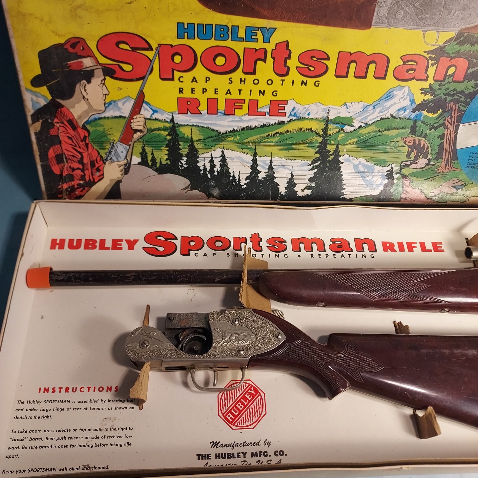 Vintage 50s Hubley Cap Gun Sportsman Rifle & Scope W/ Original Box ...