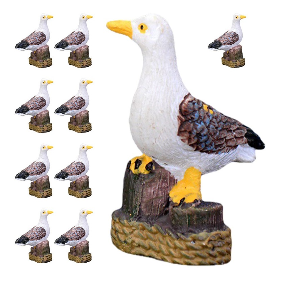 10 Pcs Nautical Coastal Seagull Statue Garden Decorative Bird Figurine ...