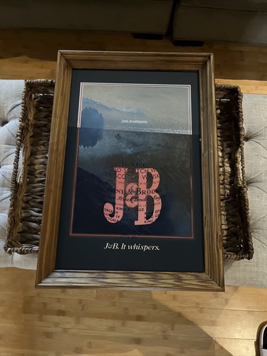 VINTAGE 1983 J&B Whiskey 14x20” Framed Mirror Bar Sign man cave EUC ...