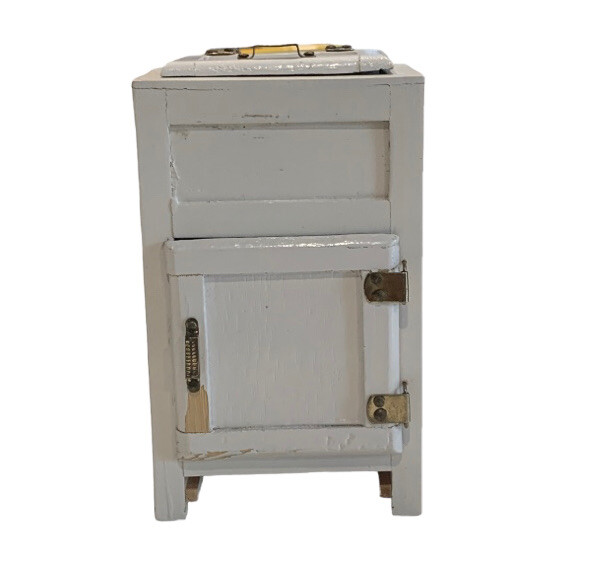 Dollhouse Miniature Ice Box White Brass Hardware 4.25" tall x2 7/8 ...