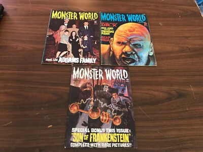 Lot of 3 Monster World Magazines 1965 1966 No 7 8 9 Addams Family ...