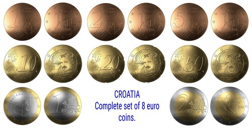 🔴CROATIA 1, 2, 5, 10, 20 Cent, 1, 2 EUR 2023 Complete Set of 8 Euro ...