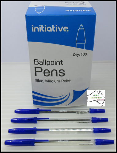 New In Box 100 x Initiative BLUE INK Ball Point Pens 1.0mm Medium ...