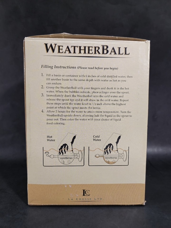 La Crosse Weather Ball Hand Blown Glass Sun & Northwind Barometer With ...