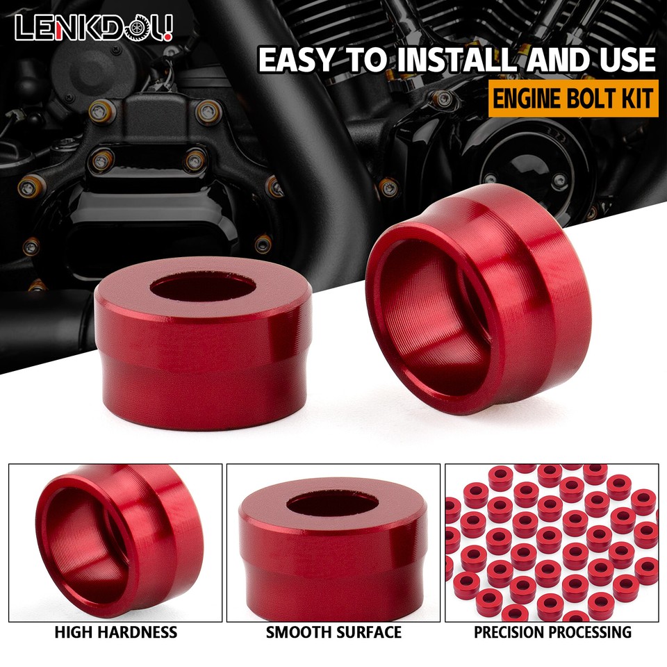 Red CNC Engine Bolts Cover Caps For Harley Touring Softail Dyna ...