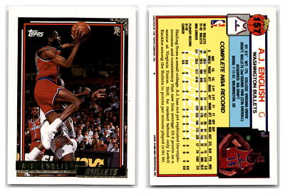 1992-93 Topps Gold #157 A.J. English - Washington Bullets | eBay