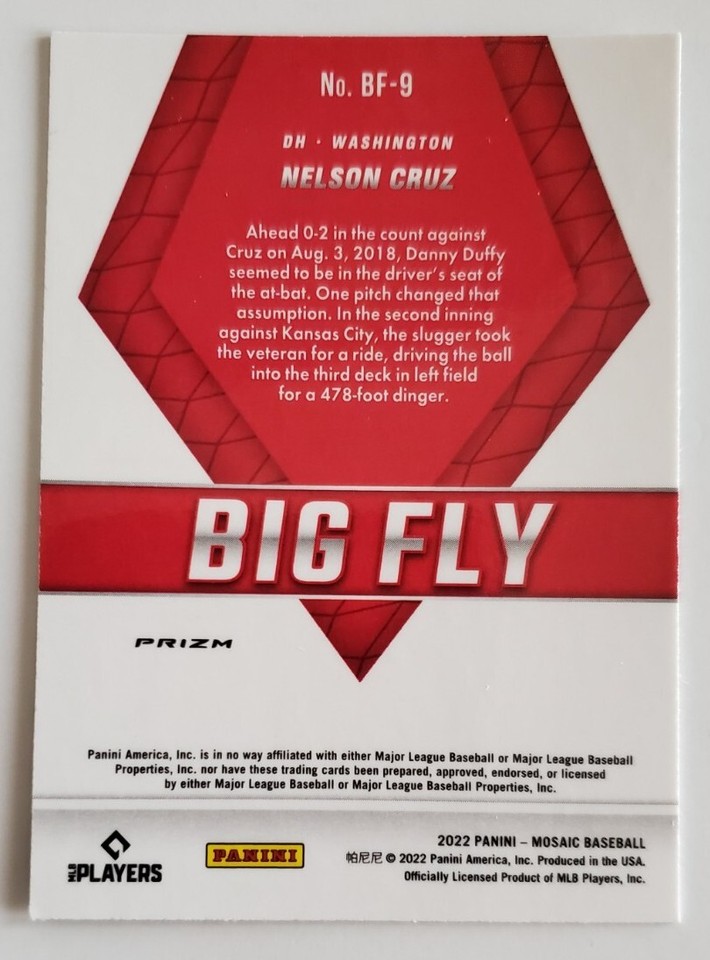 2022 Panini Mosaic Big Fly Nelson Cruz Silver Mosaic Prizm BF-9 | eBay