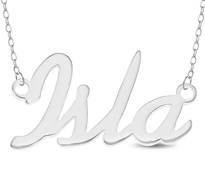 Isla Name Plate Necklace Pendent Sterling Silver female Personalized ...
