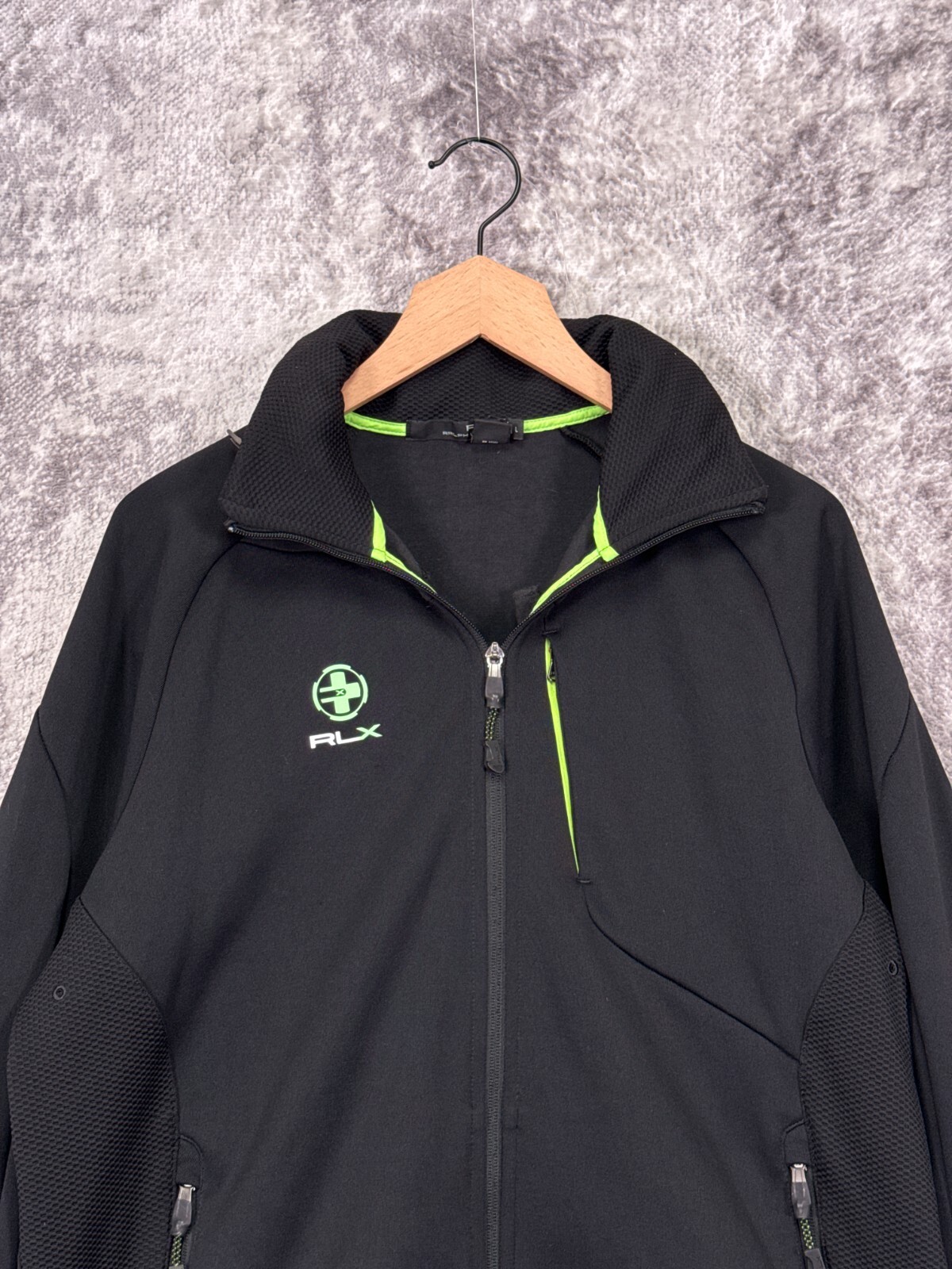 Ralph Lauren RLX Jacket Large Mens Black Softshell Reflective Full Zip ...