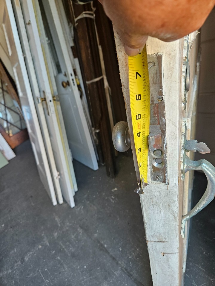 EXTERIOR ANTIQUE WOOD DOOR 3 PANES GLASS ARCH TOP 4 DEEP PANELS 36 CAN ...