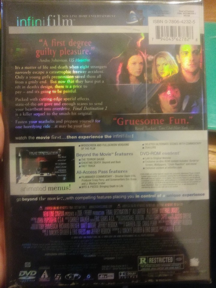 Final Destination 2 (DVD, 2003, Infinifilm Widescreen & Full Frame DVD ...