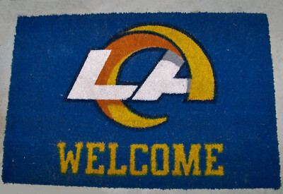 Los Angeles Rams NFL Full Color 23 x 25" Welcome Coir Door Mat Rug Blue ...