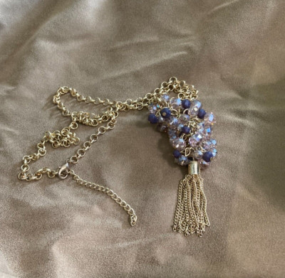 Gold Tone Chain Necklace Grape Cluster Pendant Chain Tassels C27-4 | eBay
