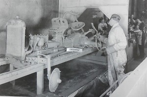 Ford Tractor 2N assembly line painting chassis 12X18" Black & White ...