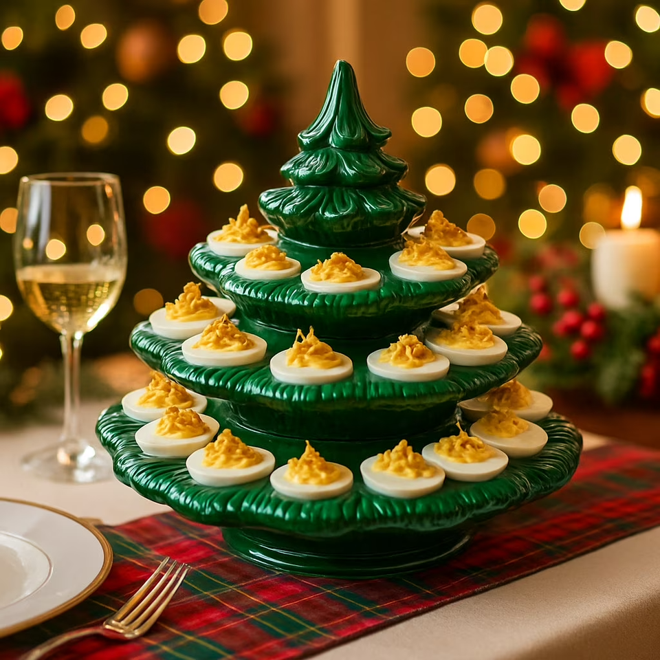 Deviled Egg Christmas Tree, Ceramic Christmas Tree Deviled Egg Platter ...