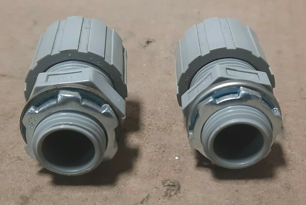 HUBBELL #½ F2 LOT OF 2 CORD CONNECTOR, NYLON GRAY, 1/2" F2, WHITE ...