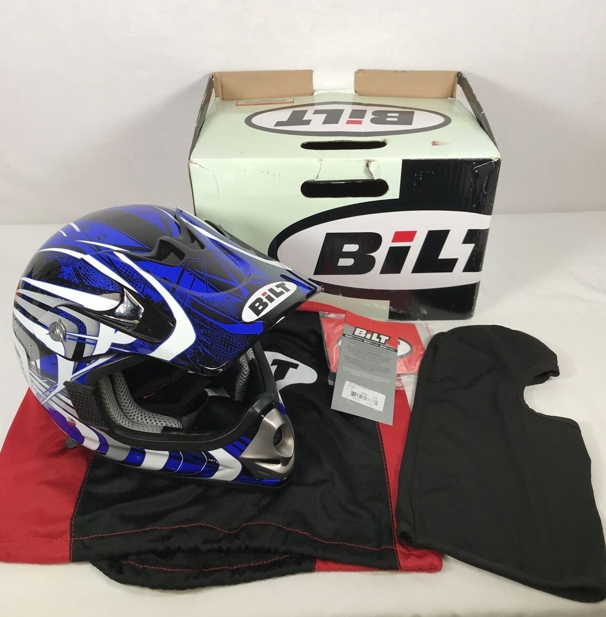 Bilt+BLH56+YOUTH+LARGE+Motocross+BMX+Helmet+Blue+White+Black for sale ...