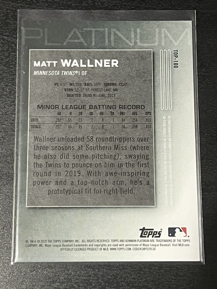 2020 Bowman Platinum Matt Wallner #75/ 99 Green Minnesota Twins | eBay