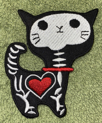 Cat Kitty Kitten X-Ray Skeleton Patch Iron Or Sew Clothes Embroidered ...
