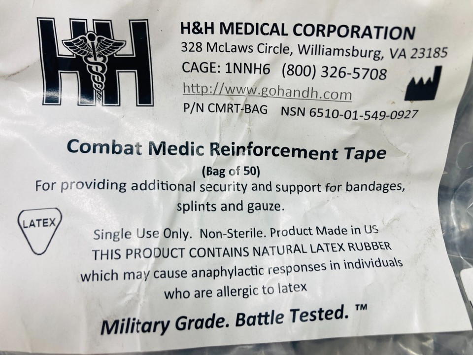 Combat Medic Reinforcement Tape Rolls LOT 0F 50 H&H Medical Corp | eBay